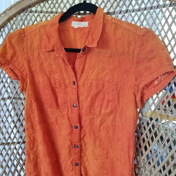 Anthropologie | Tops | Anthro Eyelet Button Down In Orange Ombre | Poshmark
